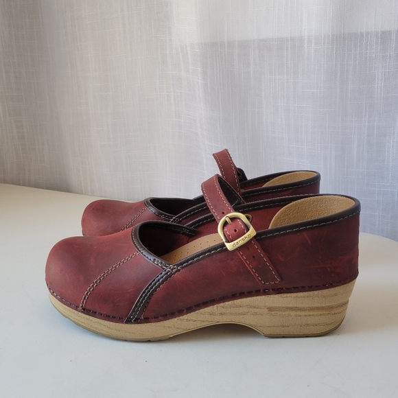 Dansko | Shoes | Dansko Marcelle Womens Red Leather Mary Jane Clogs ...